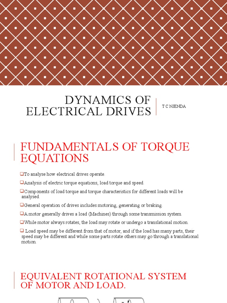 2.dynamics of Electrical Drives | PDF | Electric Motor | Friction