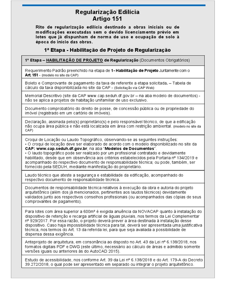 Check List Regularizacao Edilicia Habilitacao Habite Se Artigo 151 | PDF | Condomínio