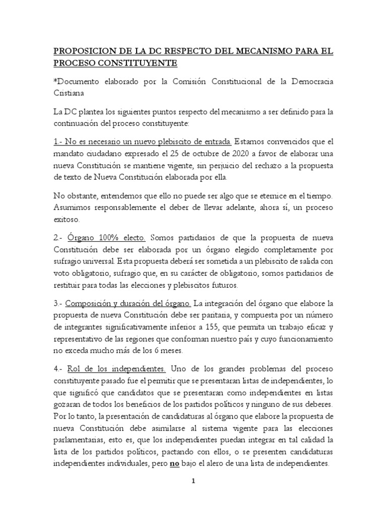 Propuesta Dc Pdf Constitución Elecciones