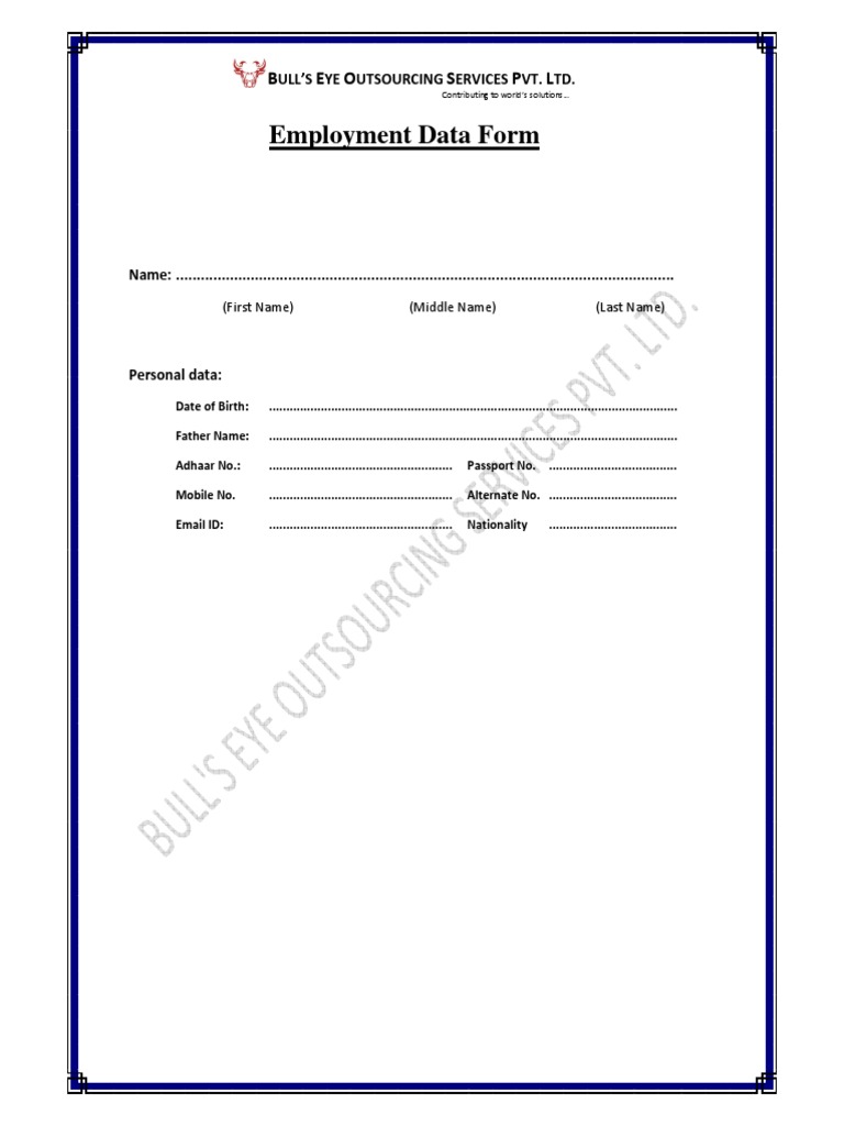 Employee Data Form | PDF