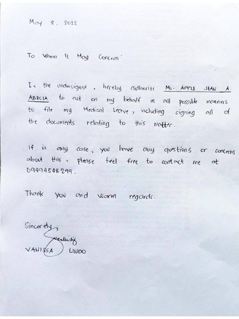 Van Authorization Letter | PDF