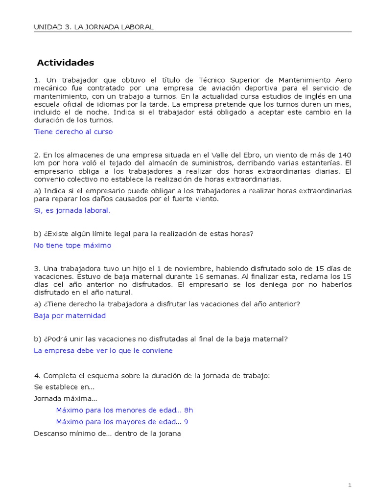 Cuestionario Unidad 3 | PDF | Tiempo de trabajo | Salario