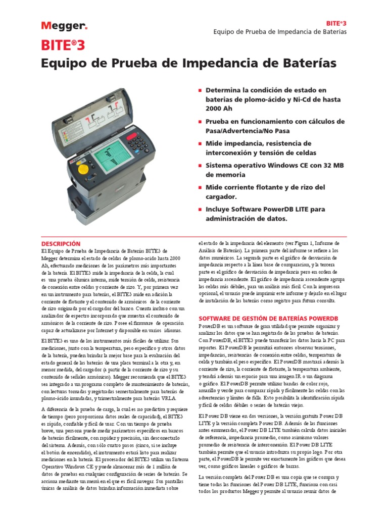 Megger Bite 3 Medidor de Baterias | PDF | Ingenieria Eléctrica ...