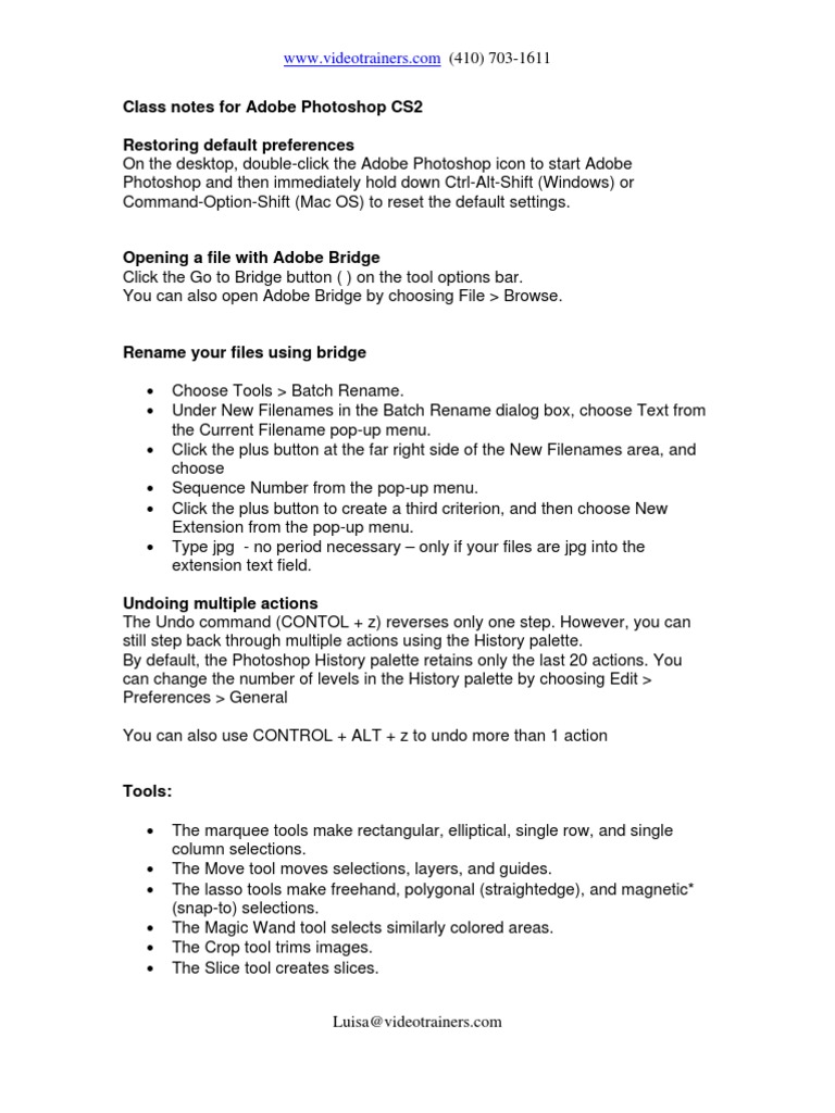 Class Notes For Adobe Photoshop | PDF | Adobe Photoshop | Art Media