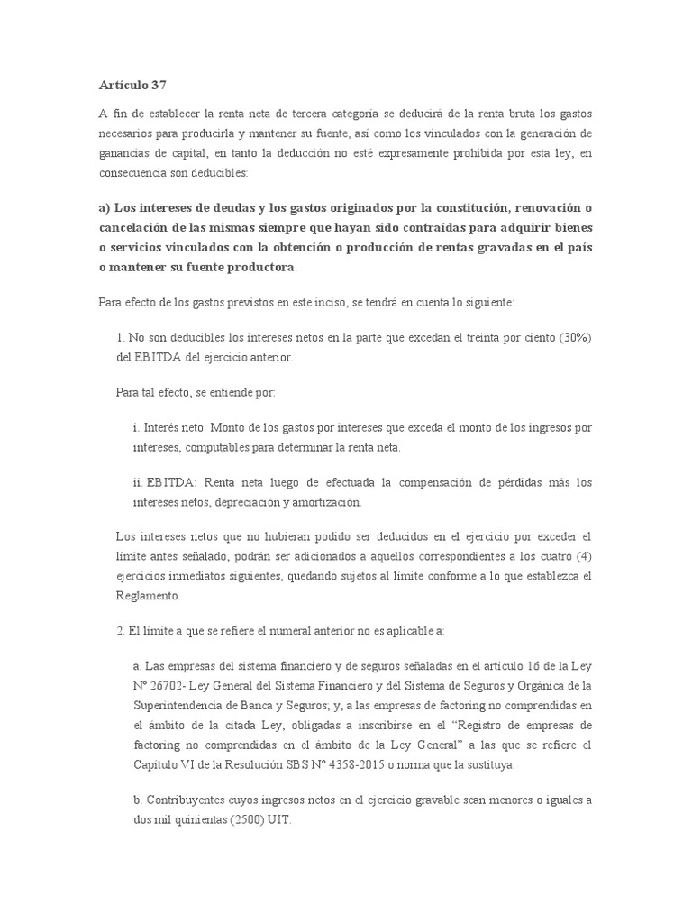 Art 37 Ley | PDF | Depreciación | Seguro