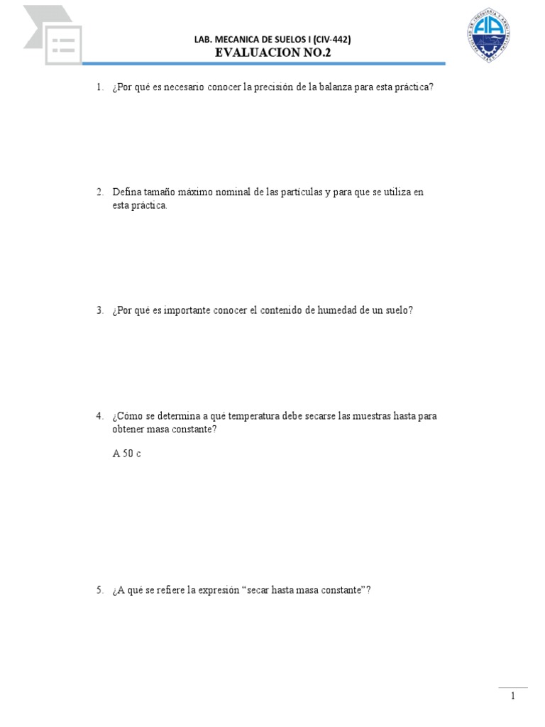 Guia No.2 | PDF | Mecánica de suelos | Masa