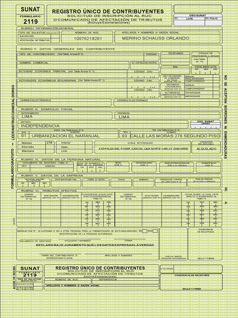 Formulario 2119 | PDF