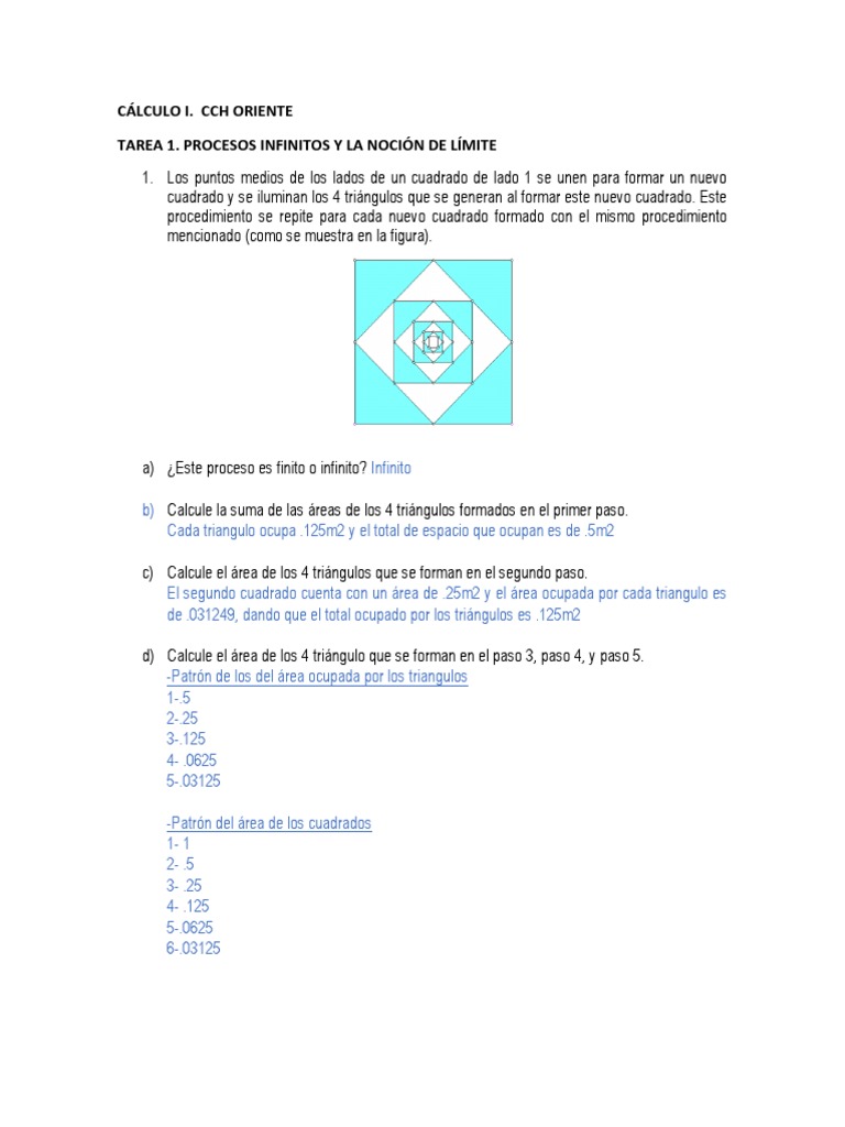 TAREA 1. Procesos Infinitos y Noción de Límite Primera Parte | PDF ...