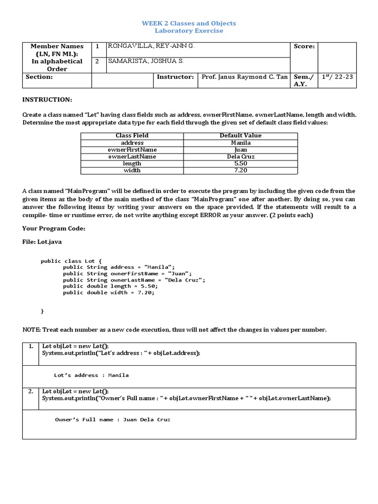 CCS108 Week 2 Laboratory Exercise | PDF | String (Computer Science) | Computing