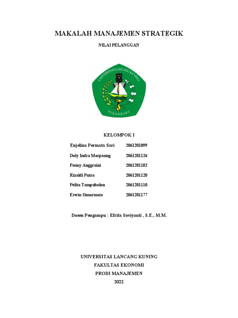 Makalah Manajemen Strategik - Kelompok I - mgt4 | PDF
