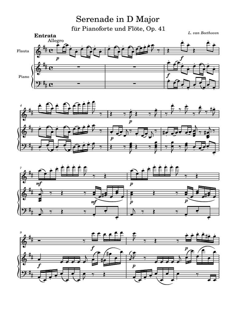 Beethoven-Serenata in D Major Op. 41 - Beethoven | PDF | Compositions ...