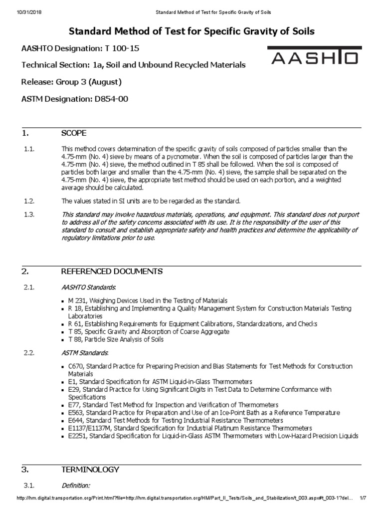 Specific Gravity Test for Soils | PDF | Thermometer | Metrology