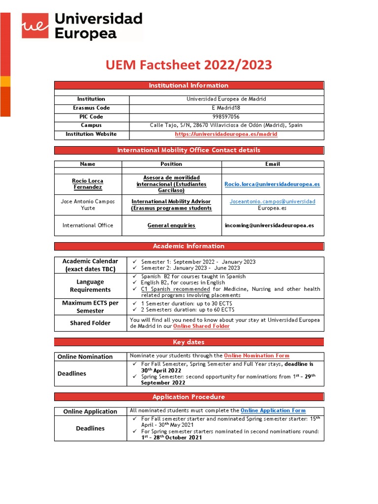Factsheet UEM 2022-2023 | PDF