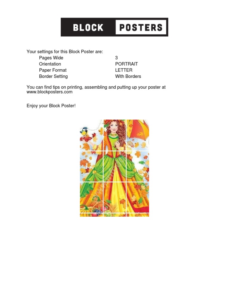 Block Poster Printing Settings Guide | PDF