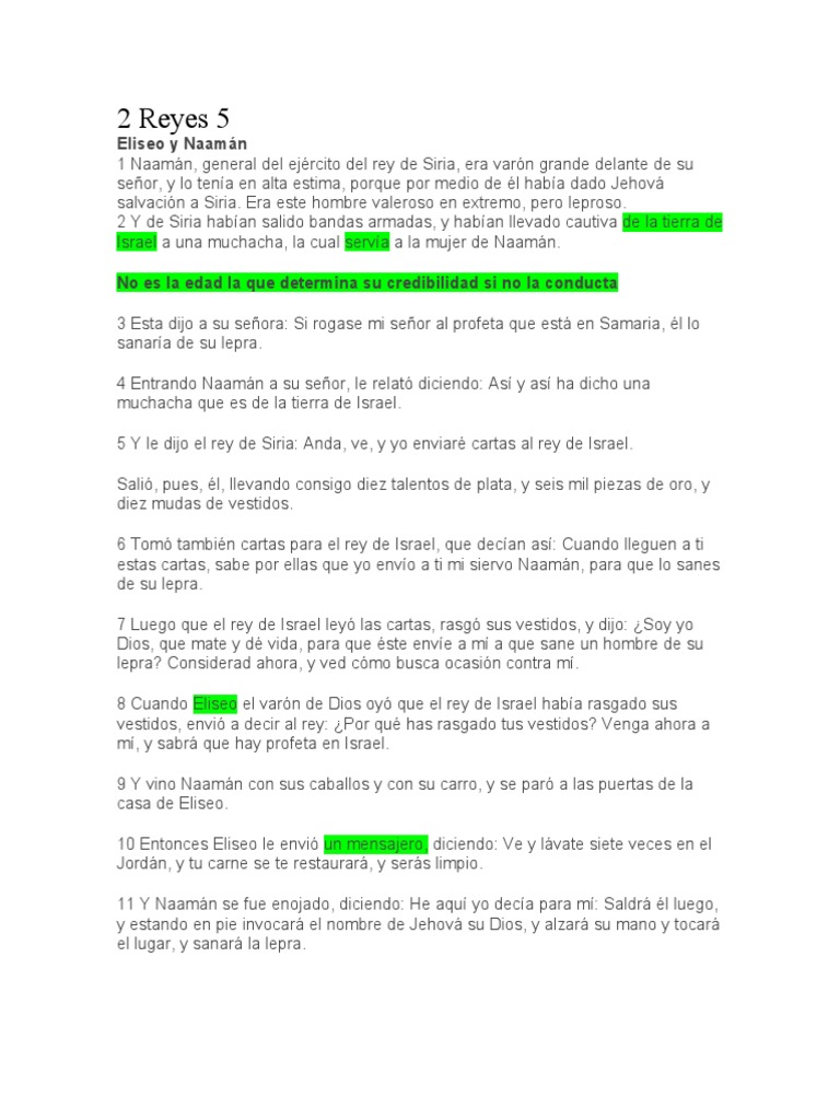2 Reyes 5. NAAMAN | PDF