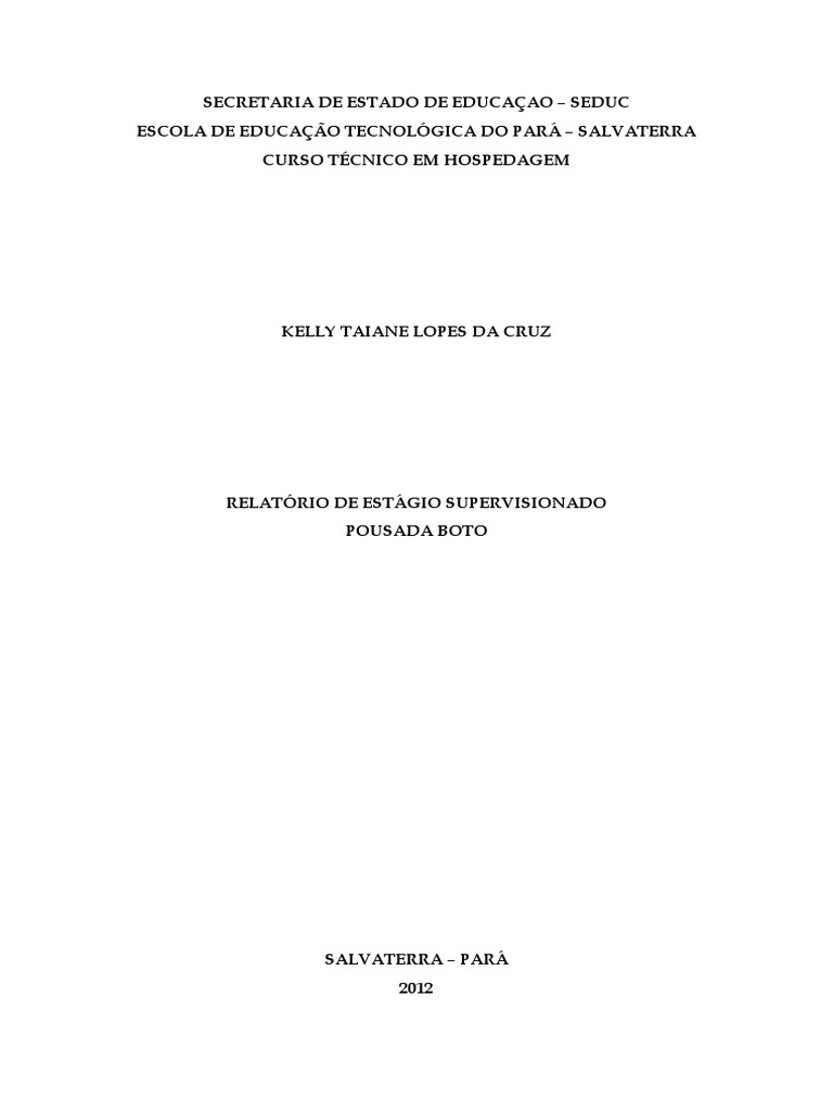 Capas, Sub-Capas e Sumário de Relatório de Estágio | PDF