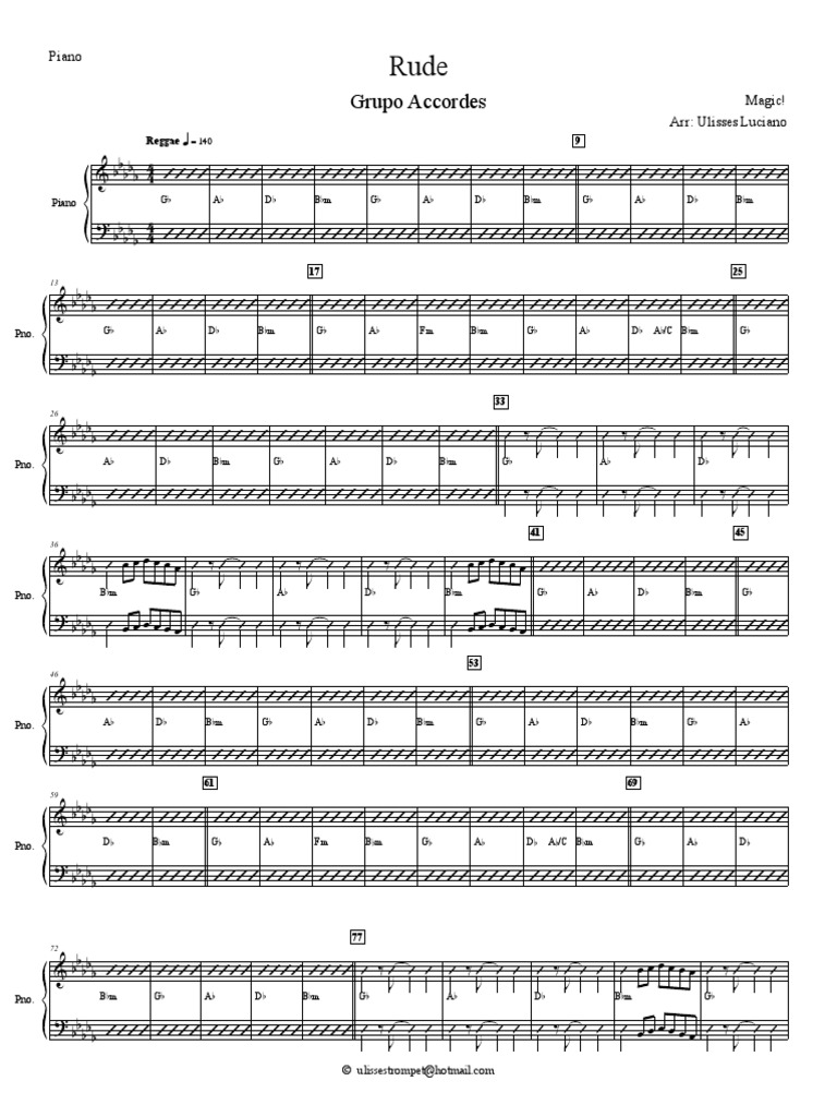 Rude - Score - Piano | PDF