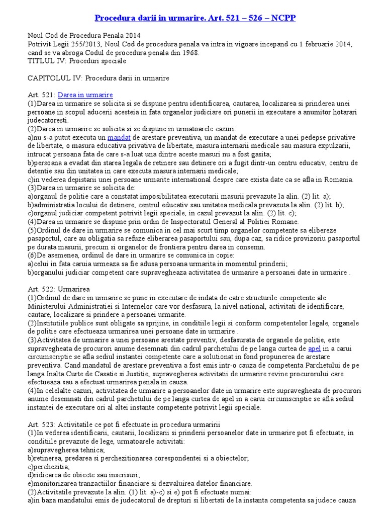 Procedura Darii in Urmarire | PDF