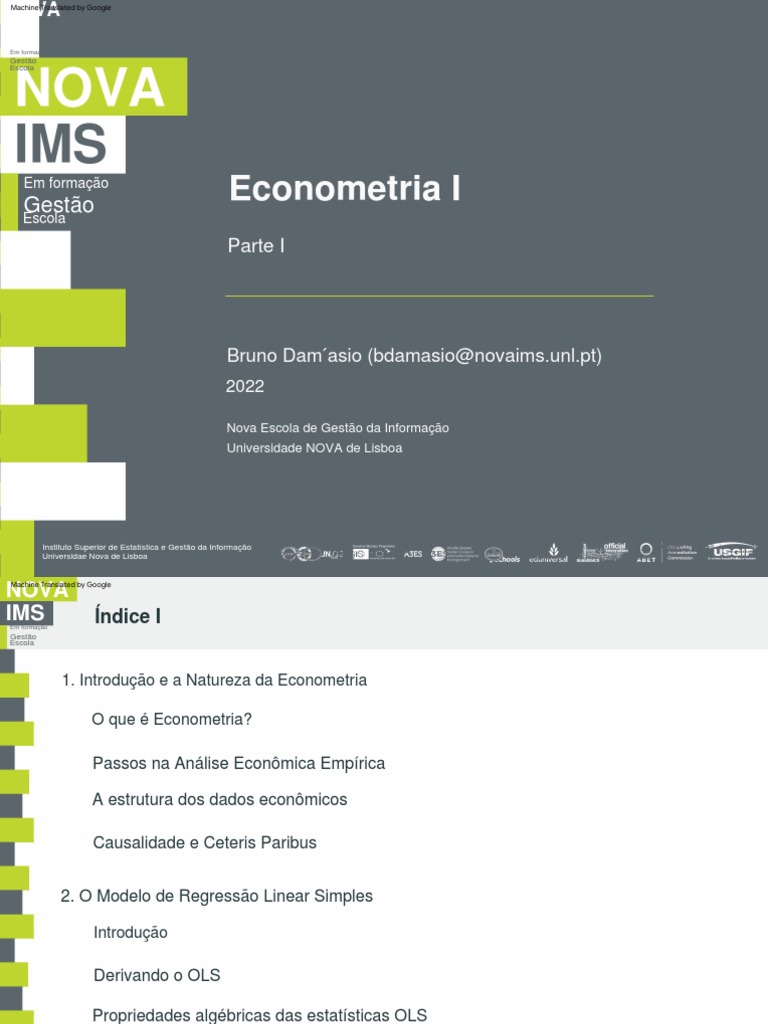 Econometria Slides Traduzidos | PDF | Economia | Econometria