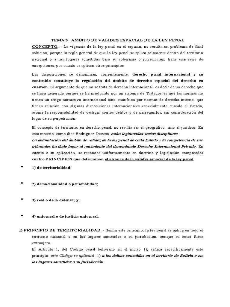 Tema.. 3..ambito de Validez Espacial de La Ley Penal | PDF | Derecho penal | Extradición