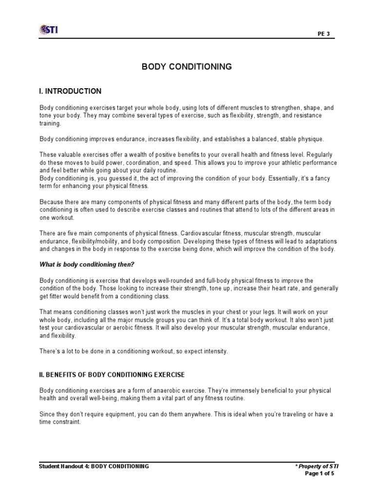 Understanding Body Conditioning Exercises | PDF | Physical Fitness ...