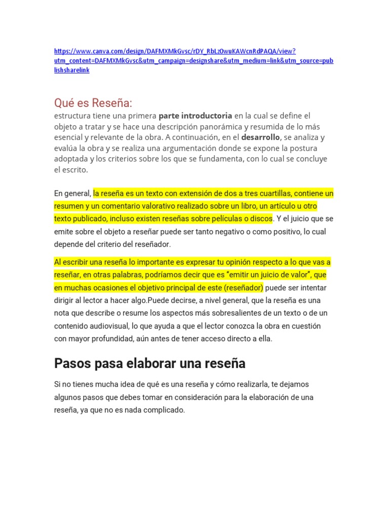 Qué Es Reseña | PDF | Autor | Ensayos