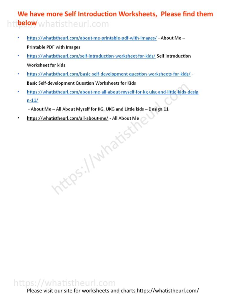 Kids' Self-Introduction Worksheets | PDF | Career & Growth | Foreign ...