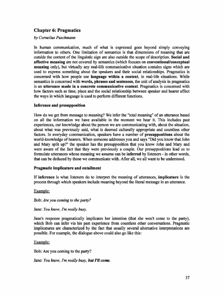 Pragmatics | PDF | Question | Language Mechanics