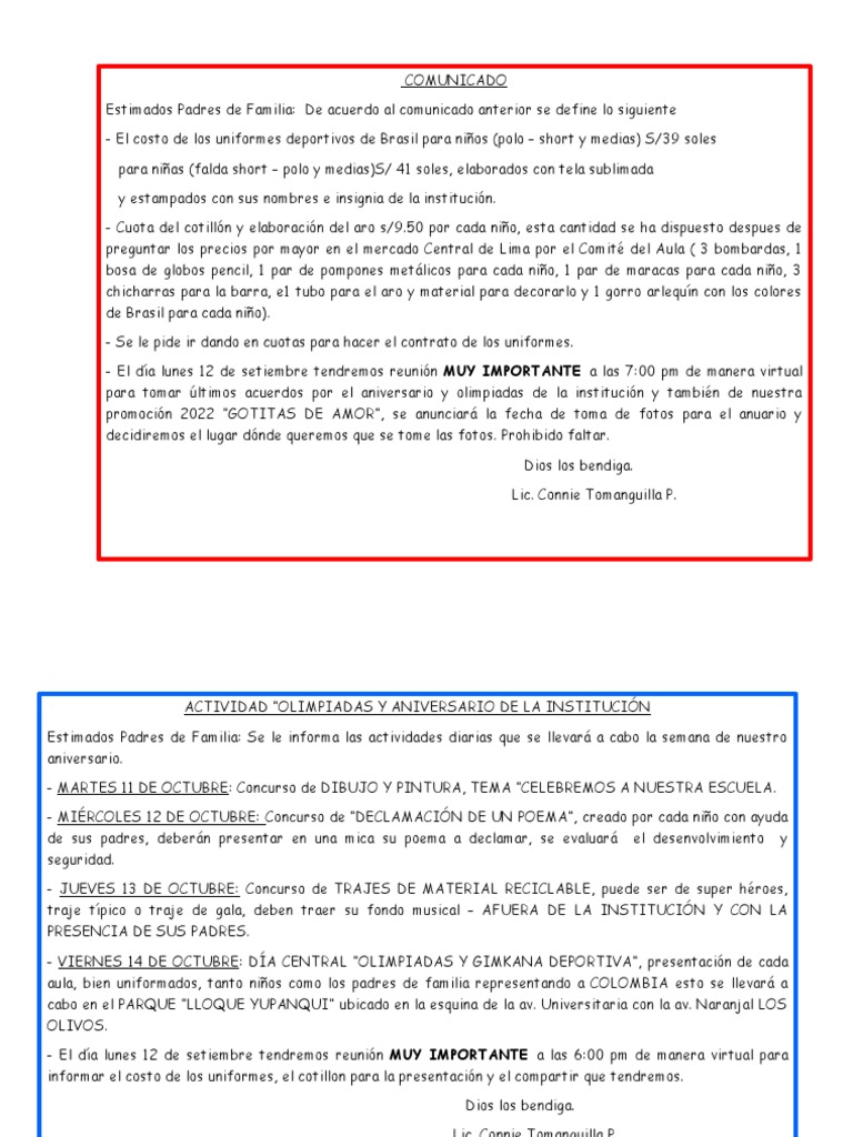 Comunicado Olimpiadas | PDF