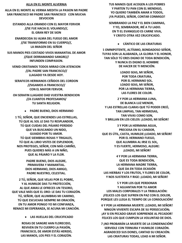 Cantos A San Francisco | PDF | Amor | Francisco de Asís