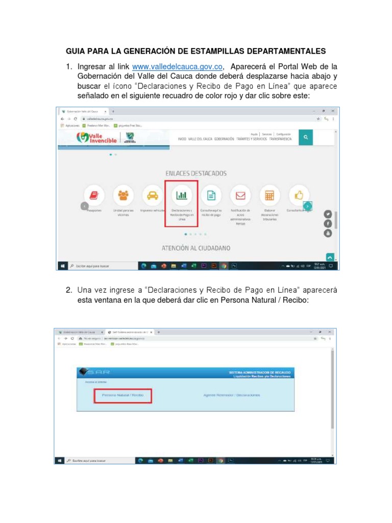 Guia para La Generación de Estampillas Departamentales | PDF | Red mundial | Internet y web