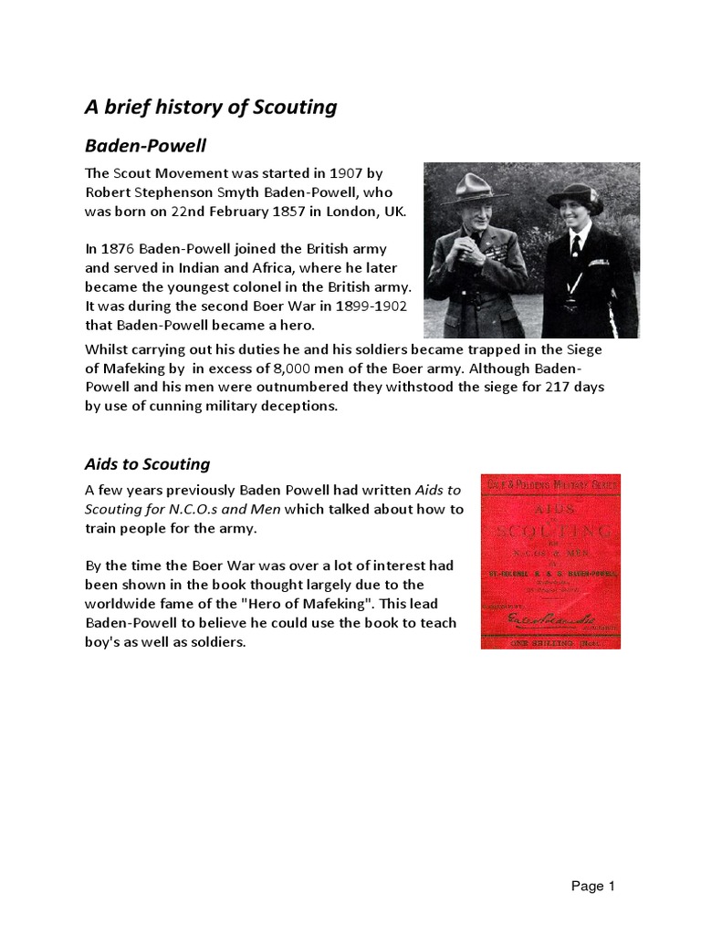 A Brief History of the Scouting Movement from its Founding by Robert ...