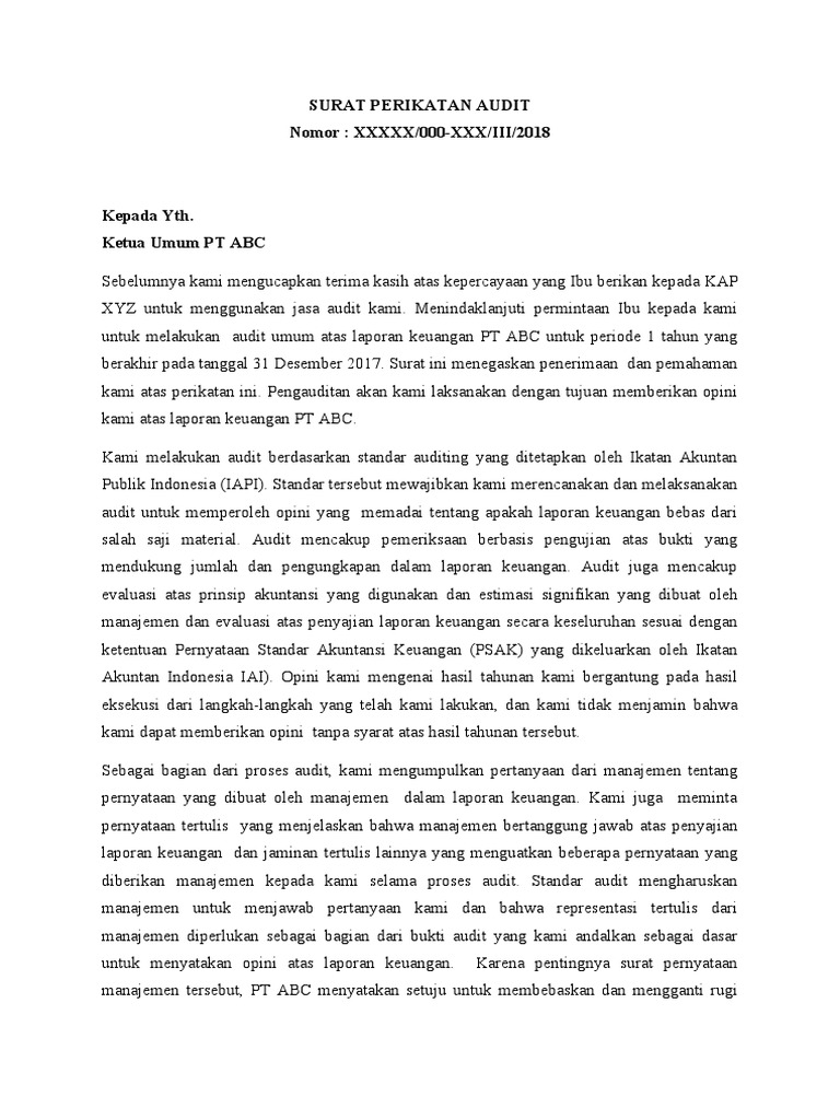 Surat Perikatan Audit | PDF