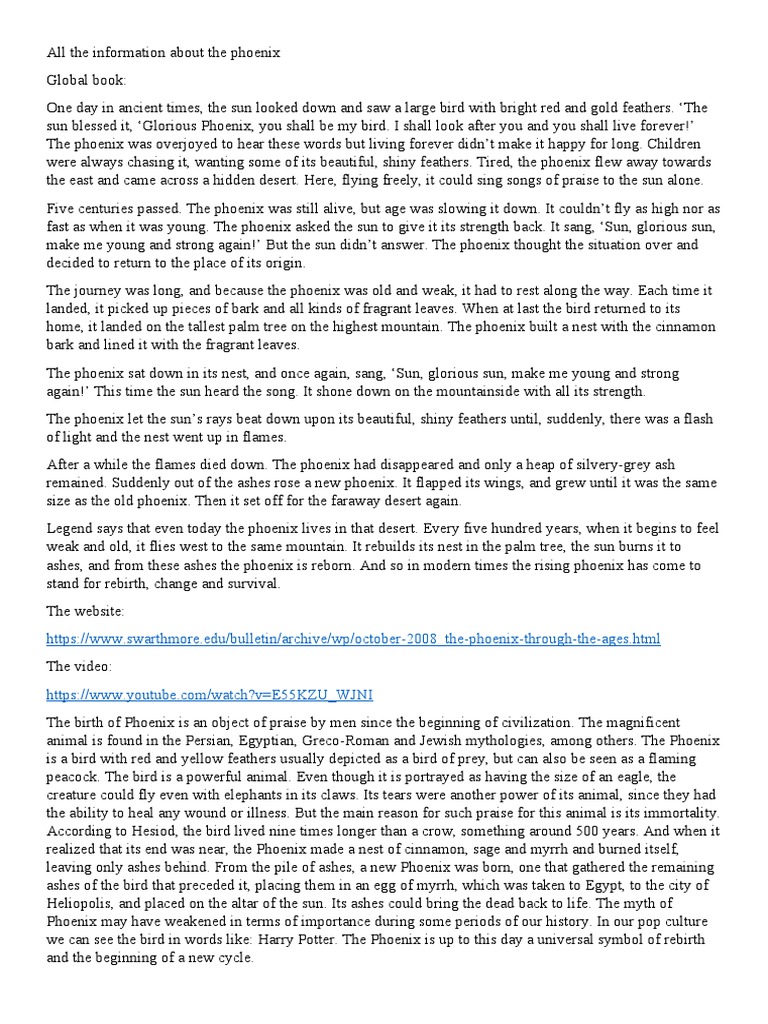 All The Information About The Phoenix | PDF | Birds