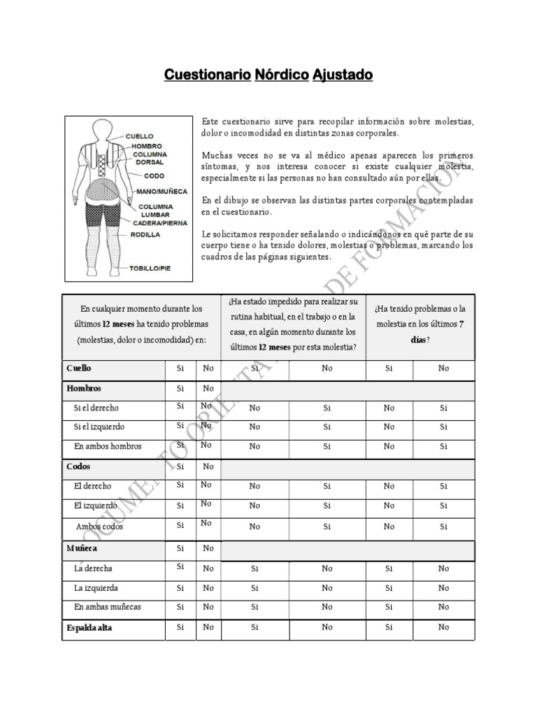 Cuestionario sobre molestias musculoesqueléticas: una herramienta para ...
