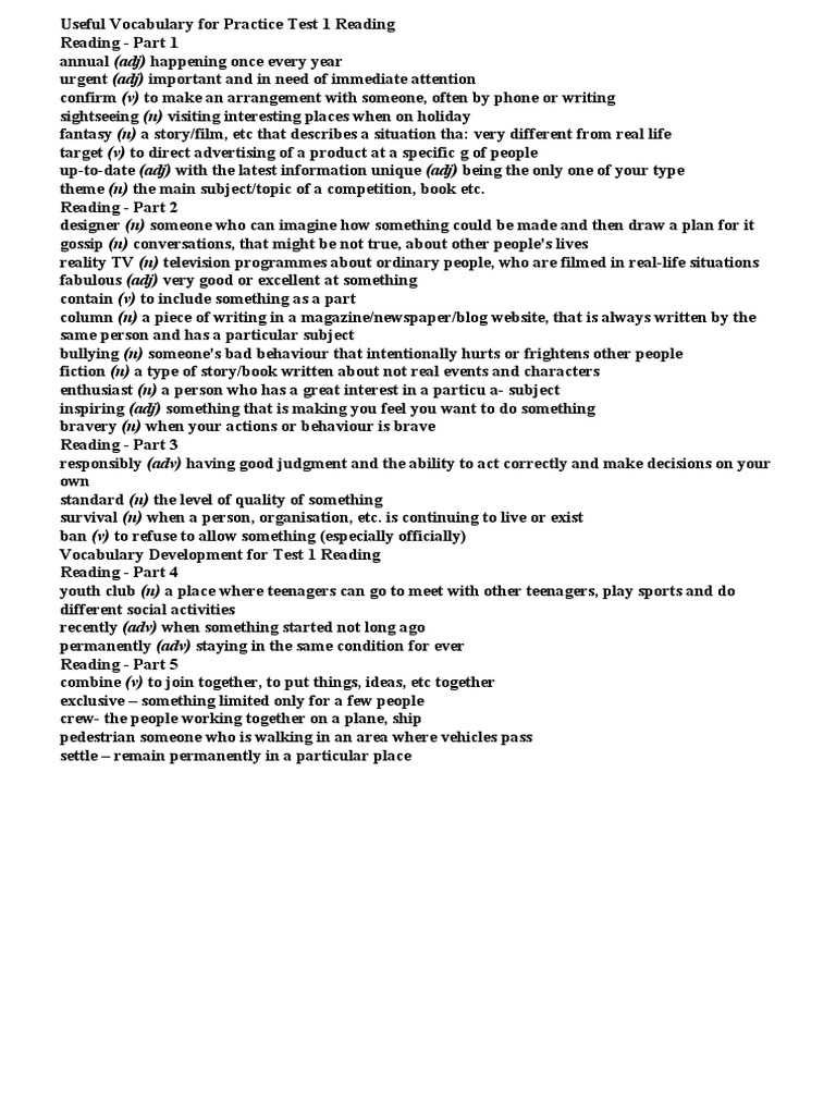 Vocabulary Reading | PDF