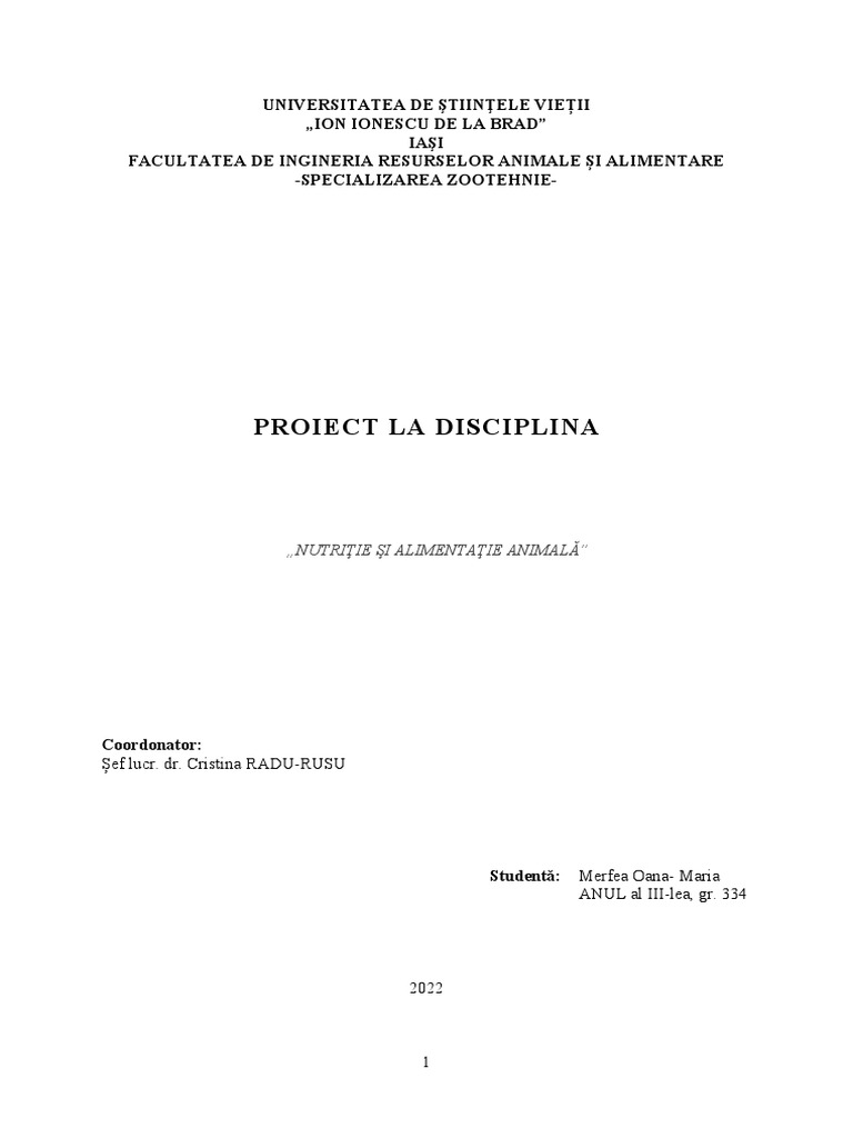 Proiect Nutritie nr.1 | PDF