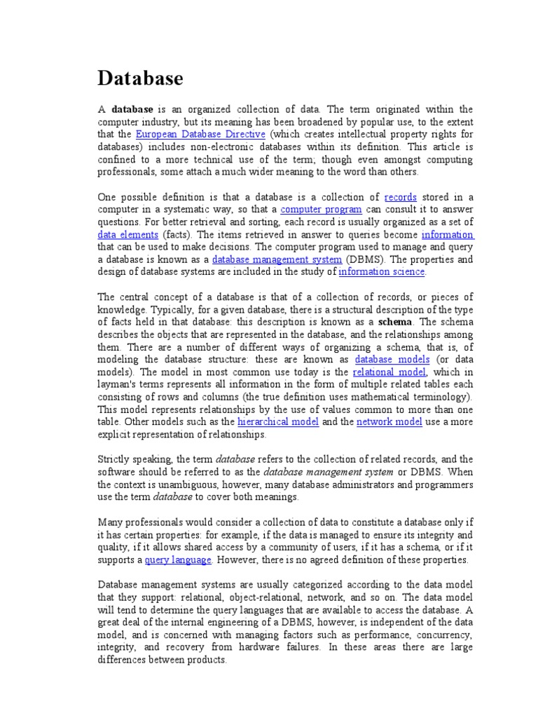 European Database Directive | PDF | Databases | Relational Database