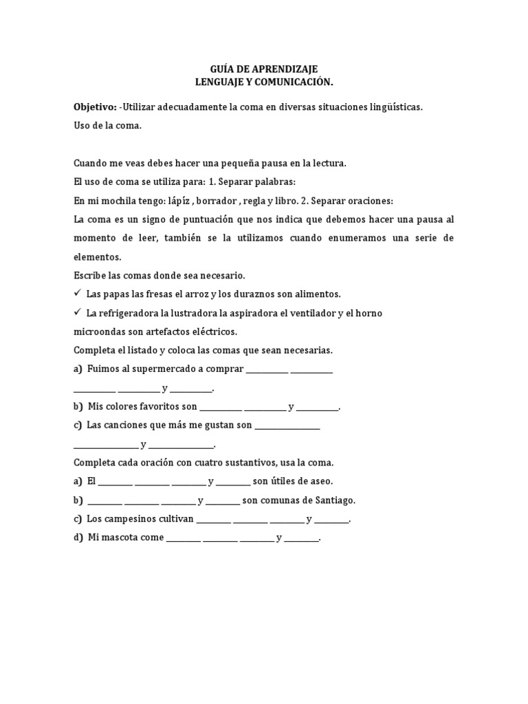 Uso correcto de la coma en español | PDF