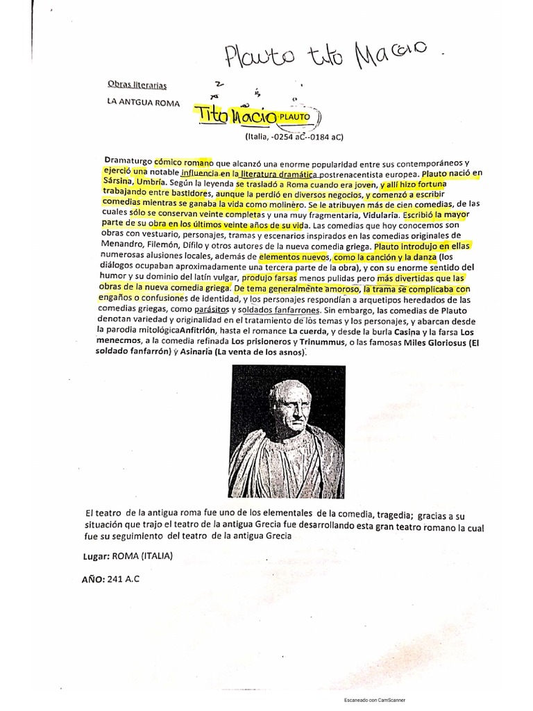 Biografia Plauto, Tito Macio. | PDF
