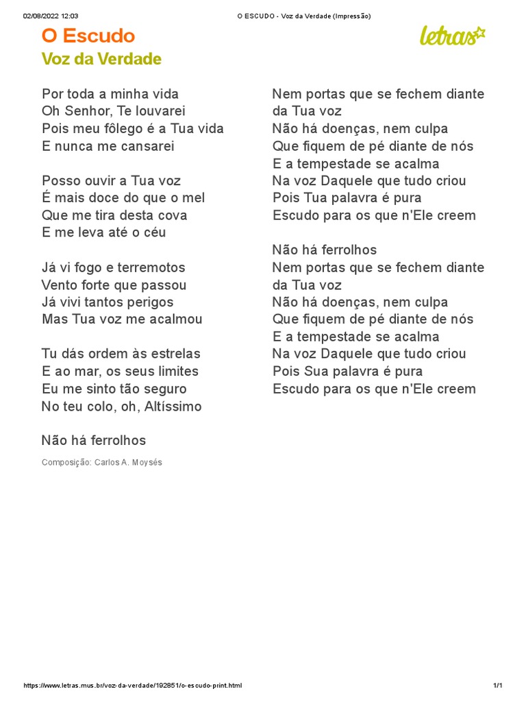 O ESCUDO - Voz Da Verdade (Impressão) | PDF