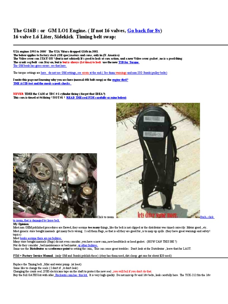 Vitara G16B Timing | PDF | Belt (Mechanical) | Screw