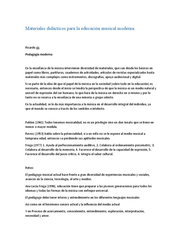 Materiales para la Educación Musical Moderna | PDF | Las artes escénicas