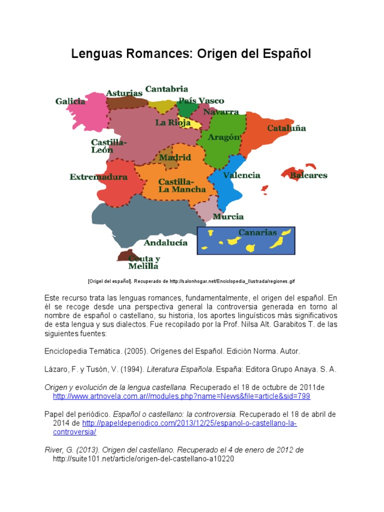 48345673RA3-Lenguas Romances. Origen Del Español | PDF | Lengua española | España