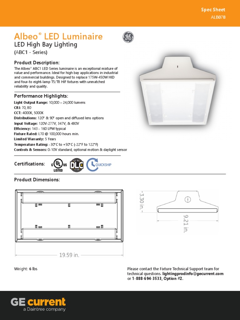ABC1 Series Modular High Bay Lighting Spec Sheet | PDF | Lighting | Optics
