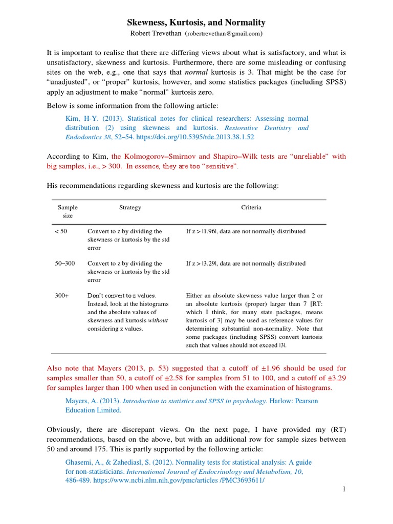 Skewness Kurtosis And Normality Robert Trevethan Pdf Skewness 9815
