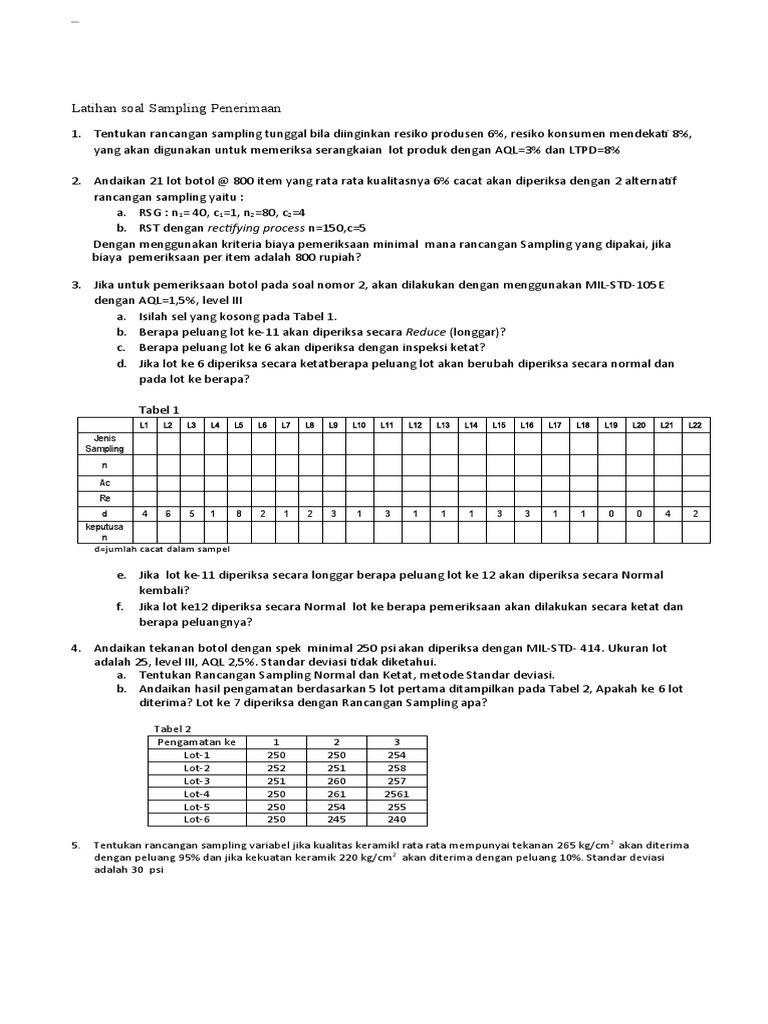 010721-Latihan Soal Sampling Penerimaan | PDF