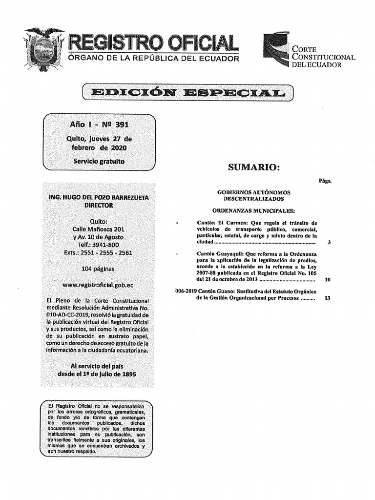 Reg of Ordenanza Que Regula El Transito de Vehiculos Transporte Publico, Particular Carga y ...