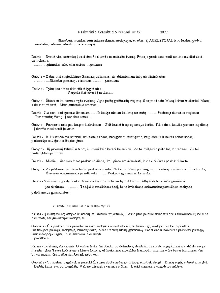 Paskutinio Skambucio Scenarijus Baigta | PDF