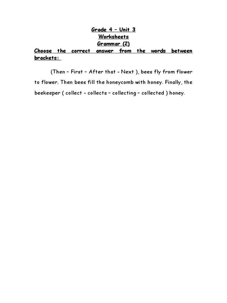 Grade 4 - Unit 3 - Grammar 2 | PDF